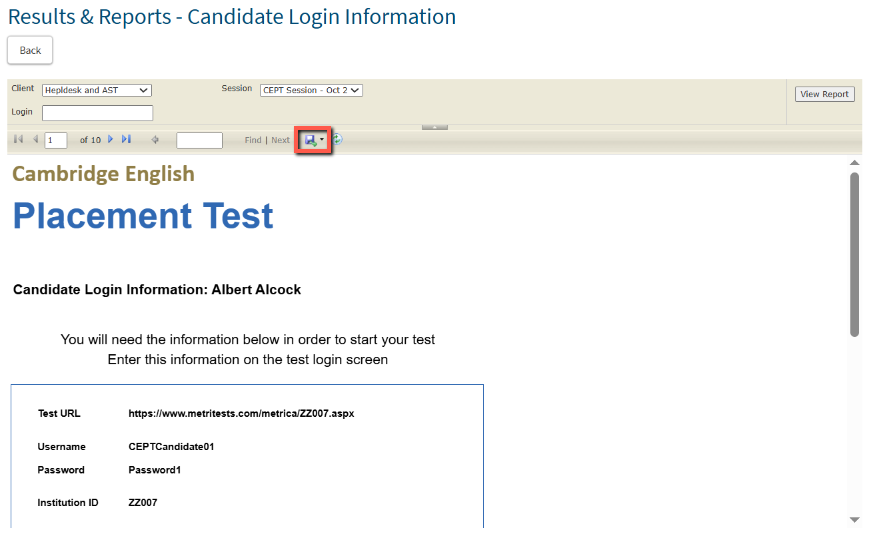 Cambridge English Placement Test (CEPT) - How to use the Candidate ...