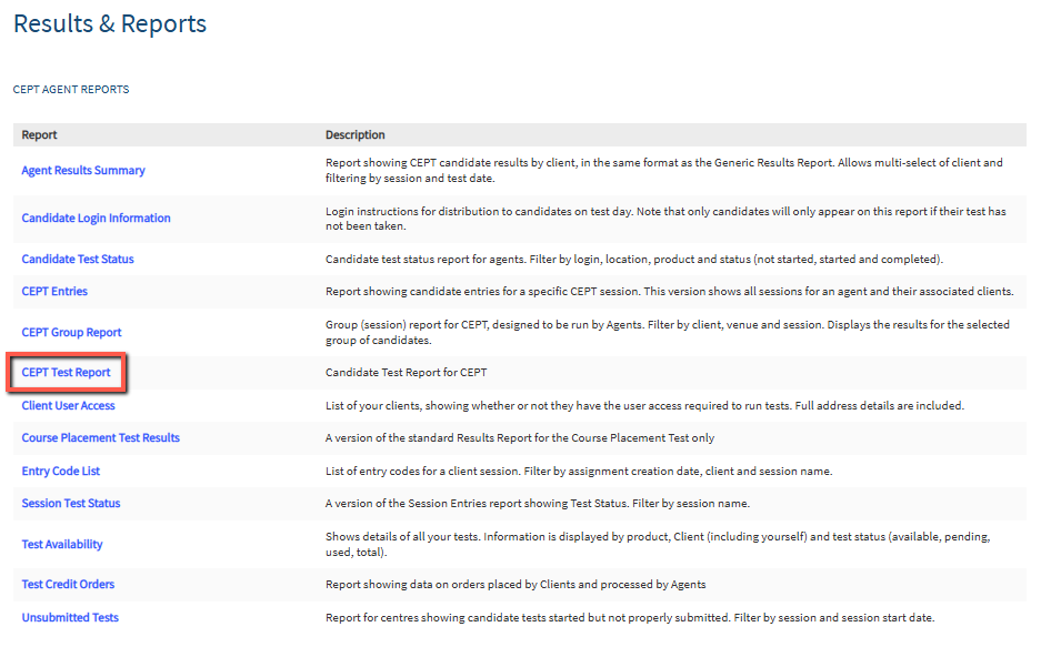 剑桥英语分级测试（CEPT）- 访问考生成绩 – Cambridge English